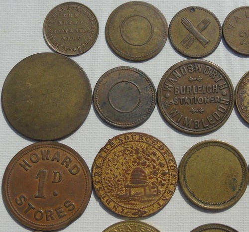 A Collection of 24 Vintage Shop / Store Advertising Tokens, some rare ...