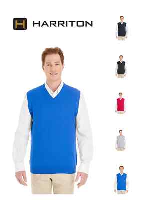 Harriton M415 Men's Pilbloc V-Neck Sweater Vest | eBay