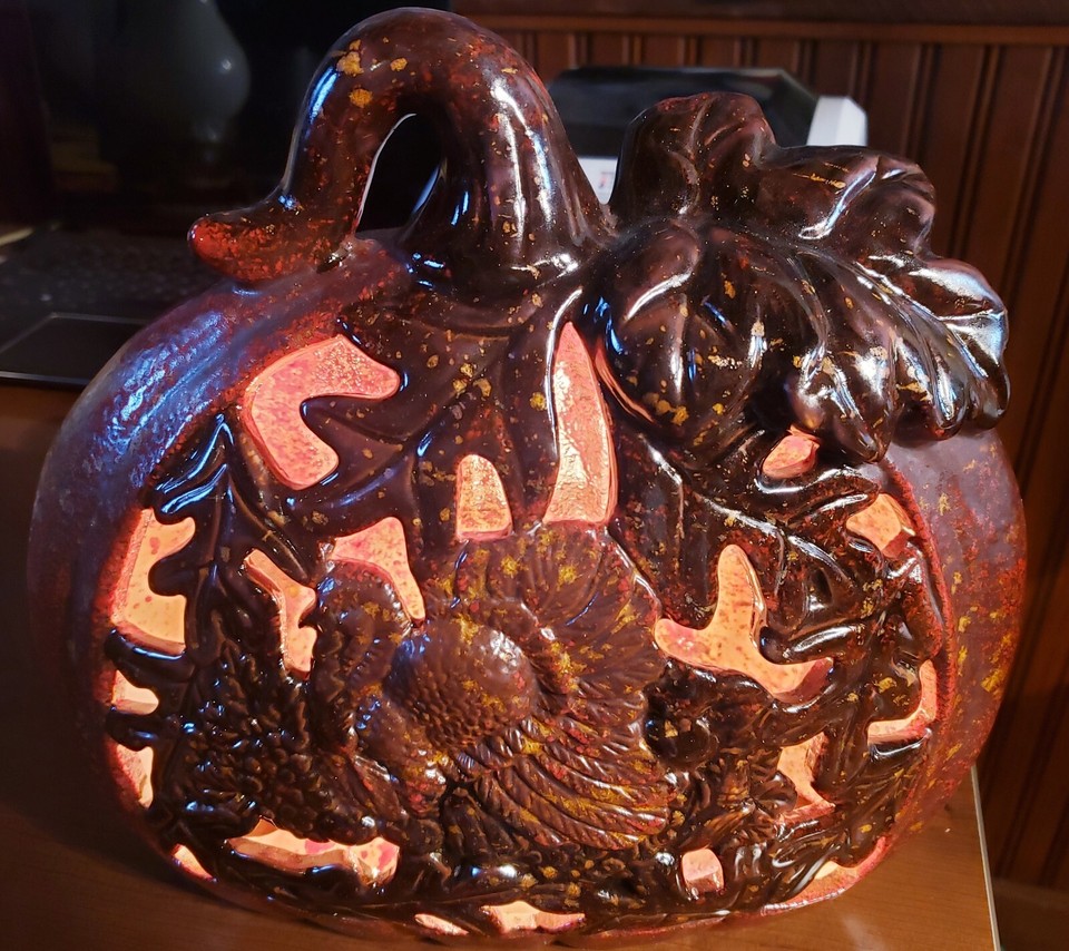 Cracker Barrel Thanksgiving Traditions Ceramic Pumpkin Turkey Lamp ...