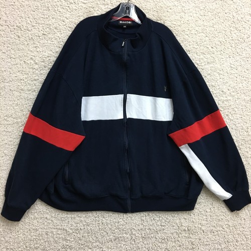 Makobi Sweater 6XB Adult Big Blue Full Zip Mock Neck Long Sleeve Casual ...