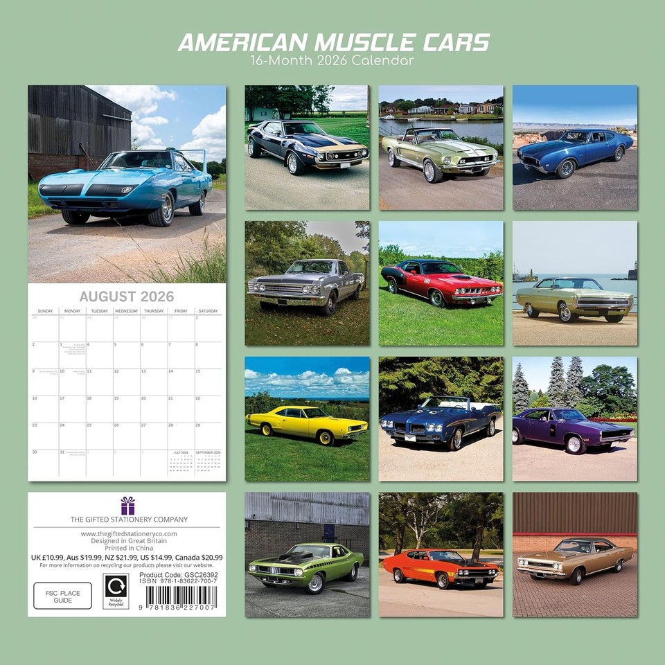 AMERICAN MUSCLE CARS - 2026 WALL CALENDAR - BRAND NEW - 227007 | eBay