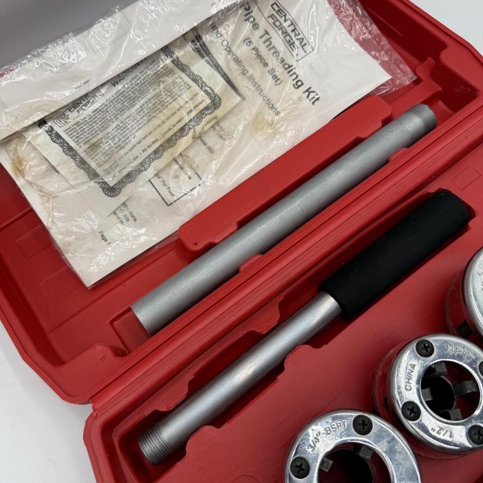 Central Forge Pipe Threading Kit 5 Piece Set 30027 With Plastic Case | eBay