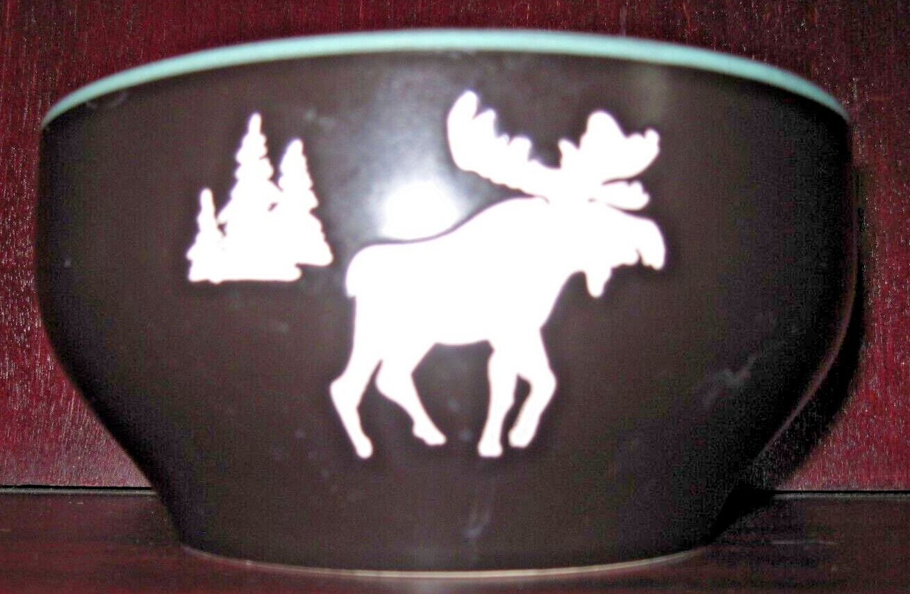 Bass Pro Shops Moose 6" Cereal/Soup Bowl Black & Cream w/Turquoise ...