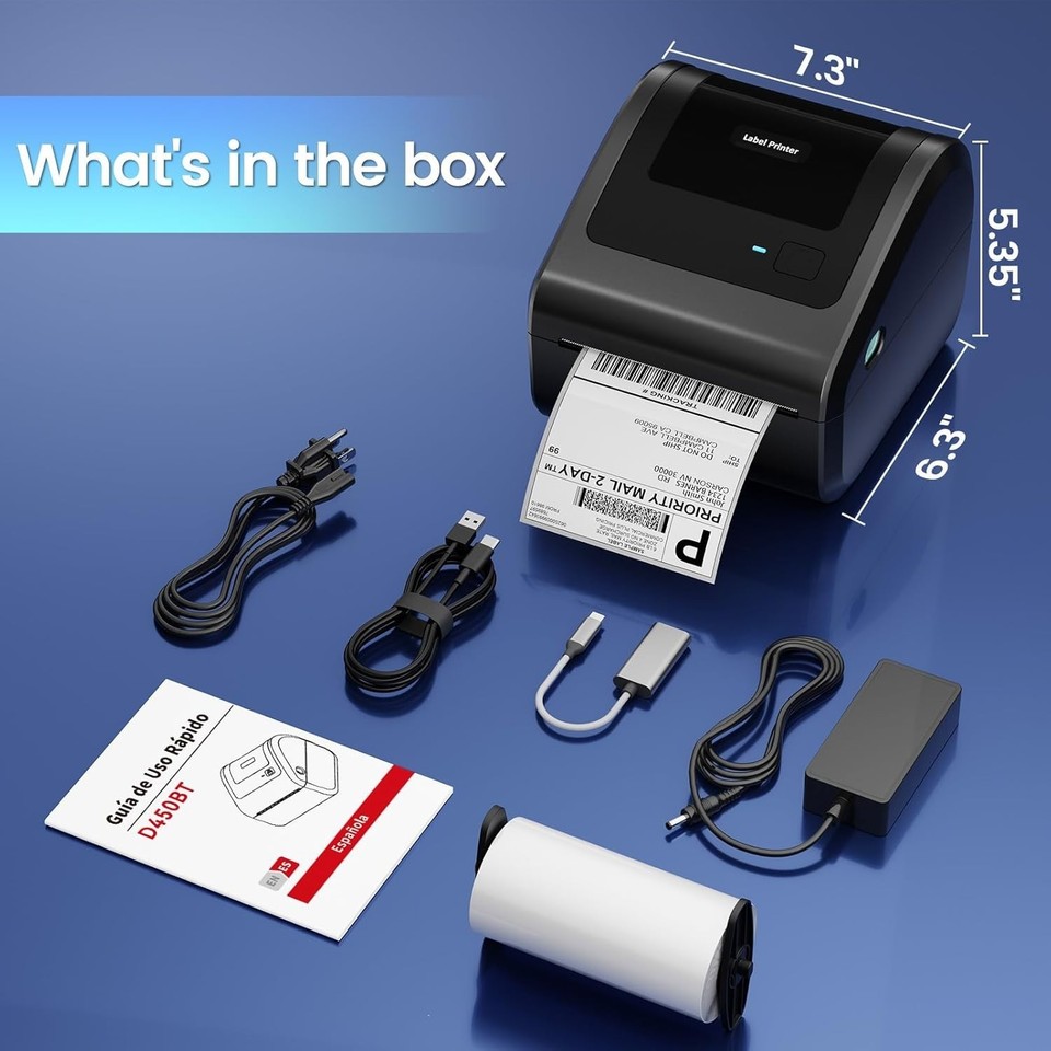 Thermal Label Printer Bluetooth 4x6 Printer for Shipping Label USPS ...