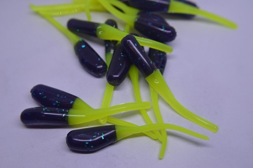 JASONS 2" STINGER SHAD 30 PACK CRAPPIE LURES JIGS JUNE BUG & CHARTREUSE ...