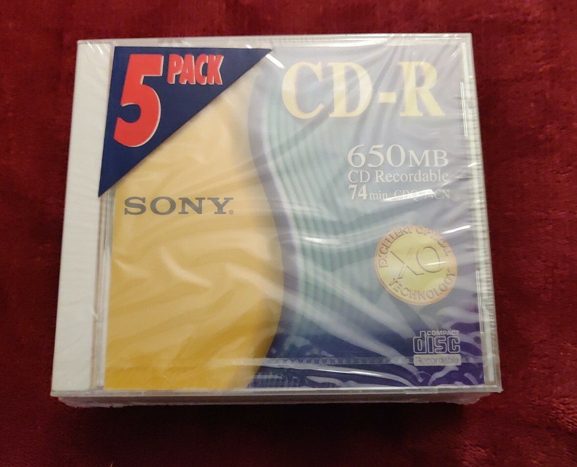New, Sealed Lot of 5 Sony CD-R CD Recordable 650MB 74min Compact Disc ...