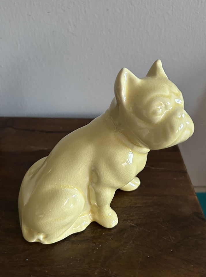 Ceramic French Bull Dog Frenchie Bulldog Light Yellow Vintage 5 Inches ...