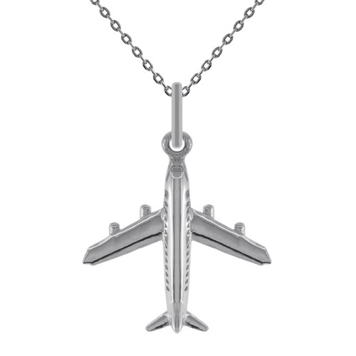 Lot pendentif Avion en Argent 925 rhodié + chaîne - LONGUEUR au CHOIX ...