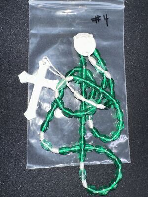 Vintage Catholic Green & White Cross Rosary 16" #4 | eBay