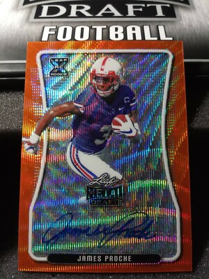 2020 James Proche Leaf Metal Draft Orange Wave rookie auto 1/4 Ravens ...