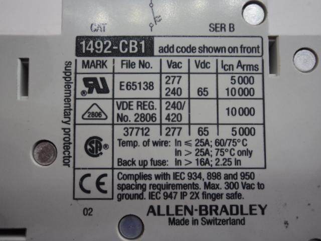 Lot of 8 Allen-Bradley G100 H1 1492-CB1 1492-ACB Breaker Switches 10A ...