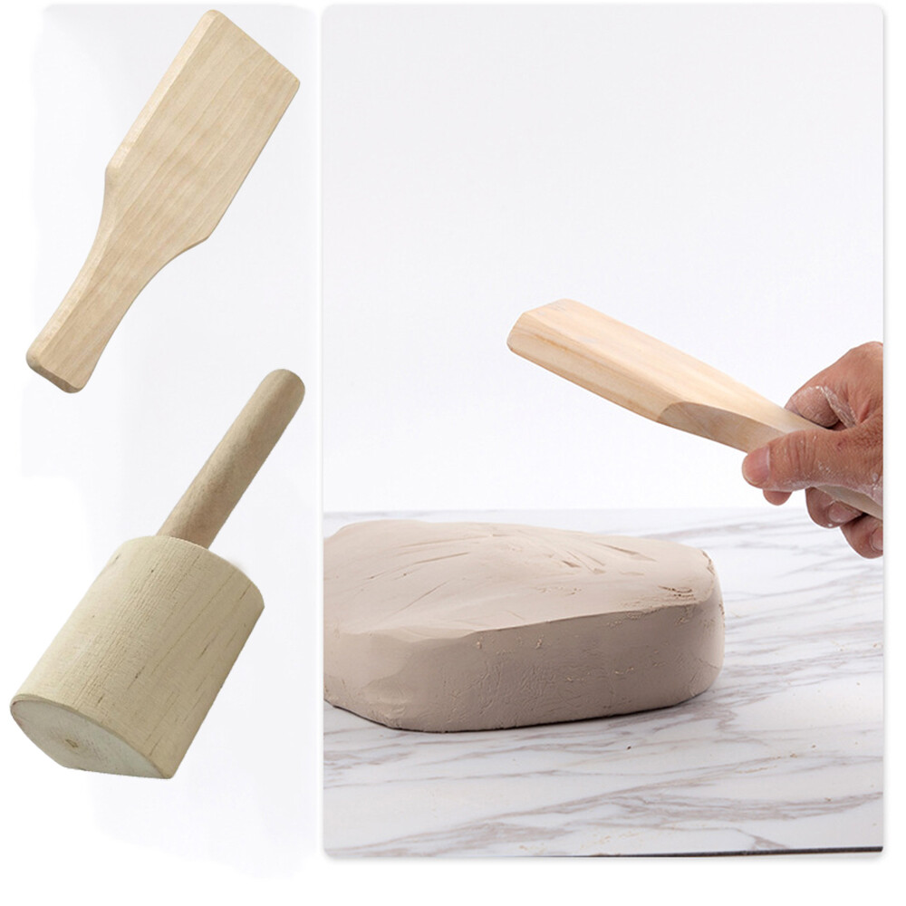 Texturing Clay Paddles 2Pcs Wooden Pottery Paddle Tools - Solid Clay ...