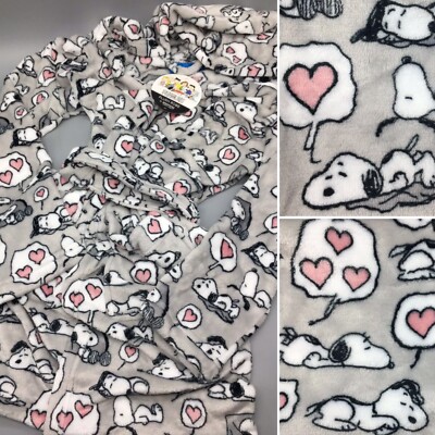 Peanuts Hooded Bath Robe Snoopy Dreaming Pink Heart Wedding Berkshire ...