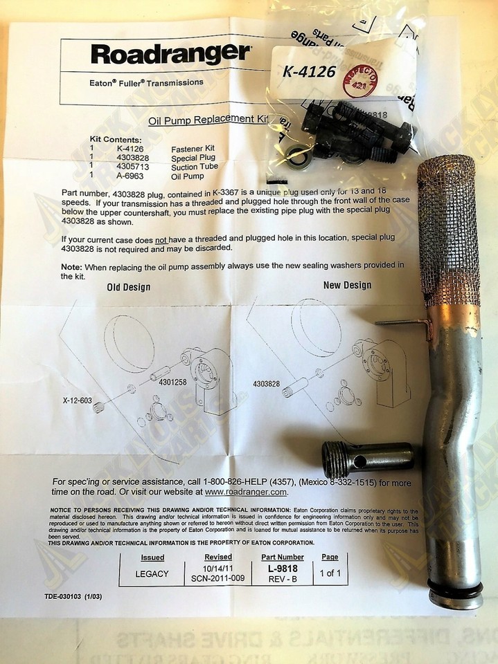 K3367 New Genuine Eaton Fuller Oil Pump Kit - OEM K-3367 | eBay