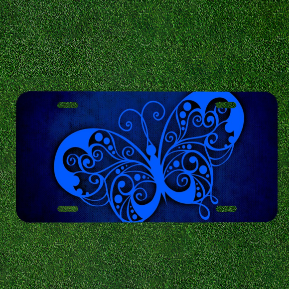 Custom Personalized License Plate Auto Tag With Light Blue Butterfly ...