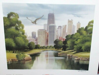 RICK BROGAN CHICAGO SKYLINE LIMITED EDITION HAND SIGNED COLOR OFFSET ...