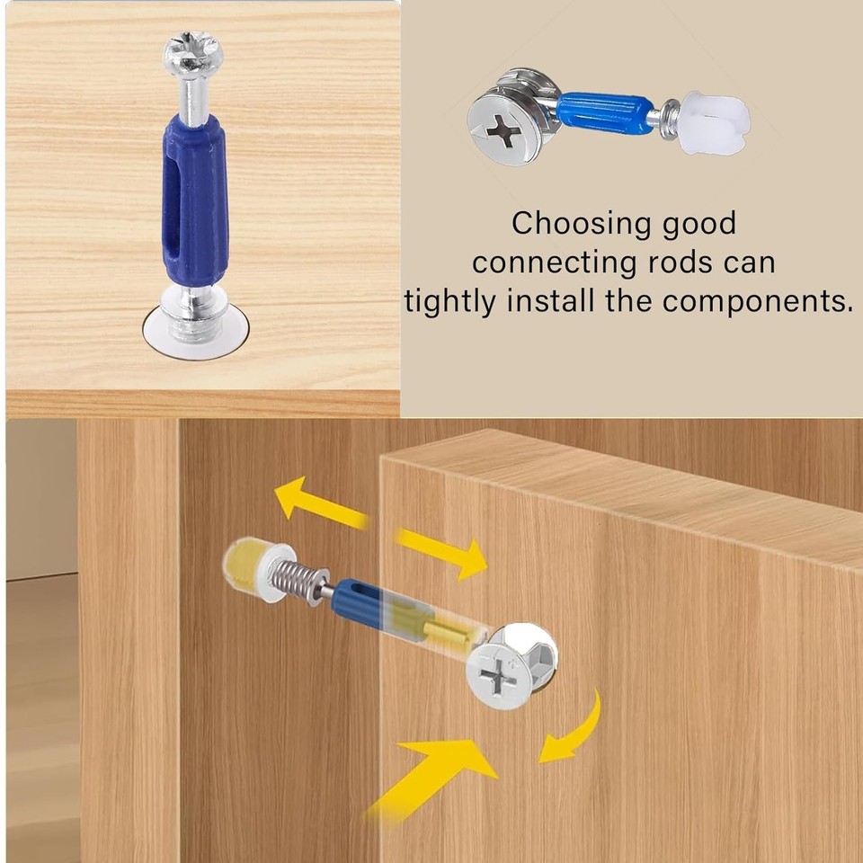 124 Pcs Cam Lock Screws & Nuts Furniture Hardware 3 in 1 Fasteners ...