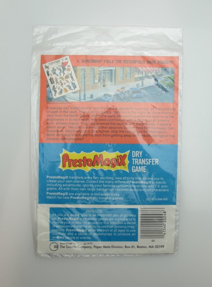 1979 Presto Magix Superman Bank Robbery Dry Transfer Game – Vintage ...
