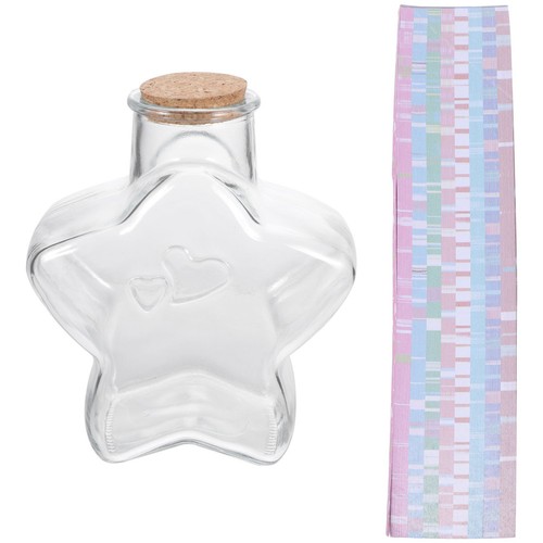 1 Set Paper Star Strips Origami Paper with Glass Jar Girls Room Decor ...