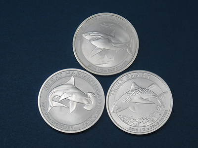 1/2oz Silver each- Great White HammerHead Tiger Shark Set of 3 from ...