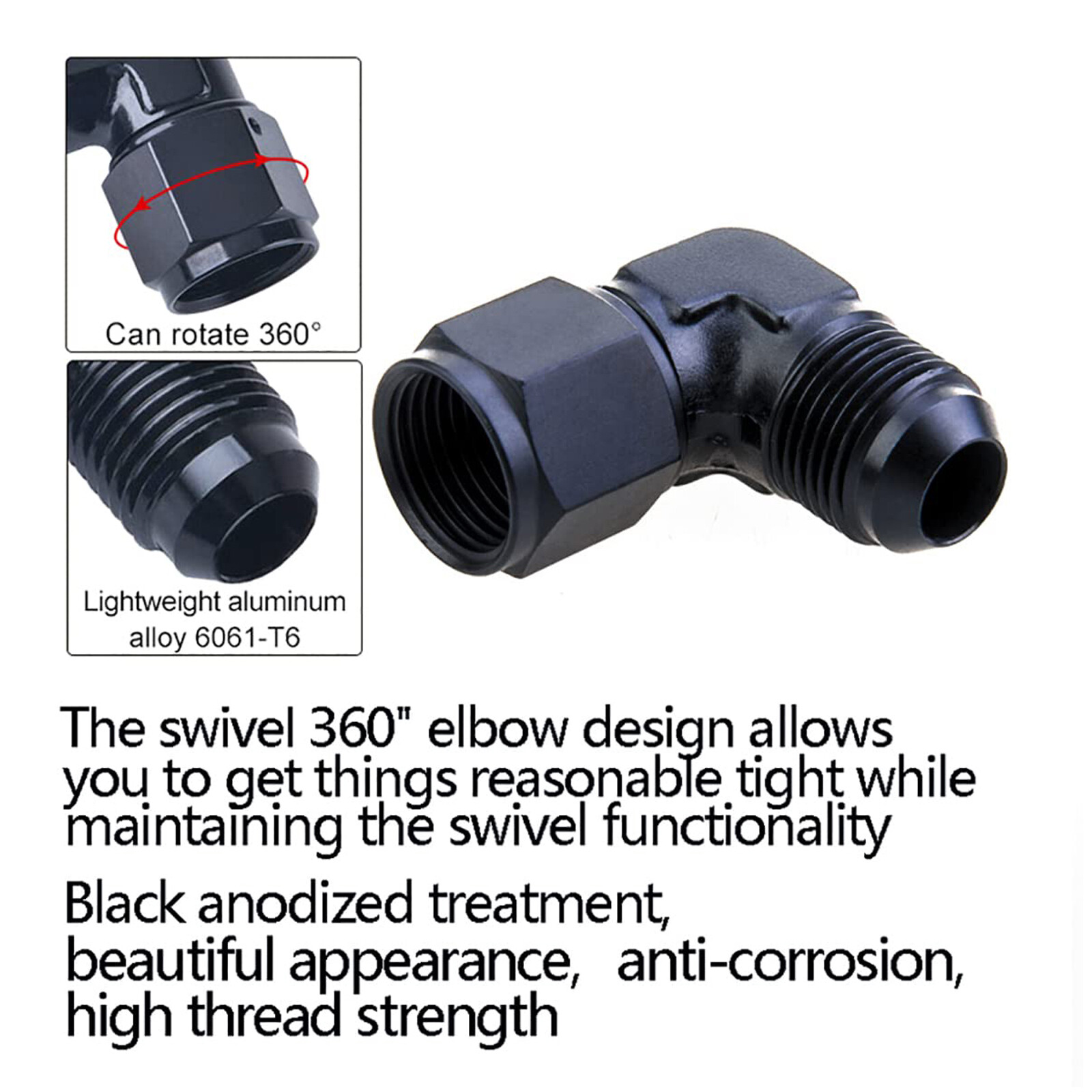 1-2PC AN16 Female to 16AN Male 90 Degree Flare Swivel Hose Fitting ...