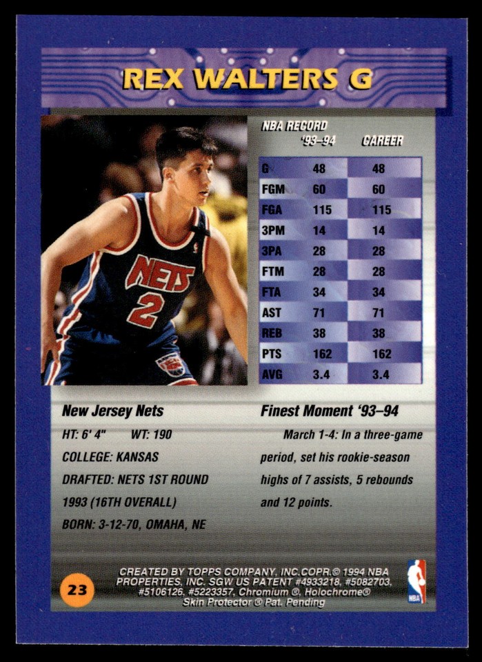 1994-95 Finest #23 Rex Walters | eBay