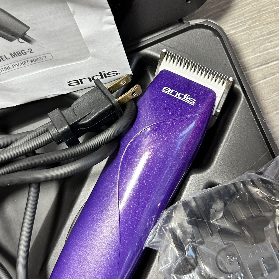 Purple Andis MBG2 EasyClip Pro Pet Grooming Clippers W/ #10 Blade & 4 ...