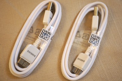 LOT of 2 Samsung Galaxy S5 Note 3 USB 3.0 Data Sync Cable genuine white ...
