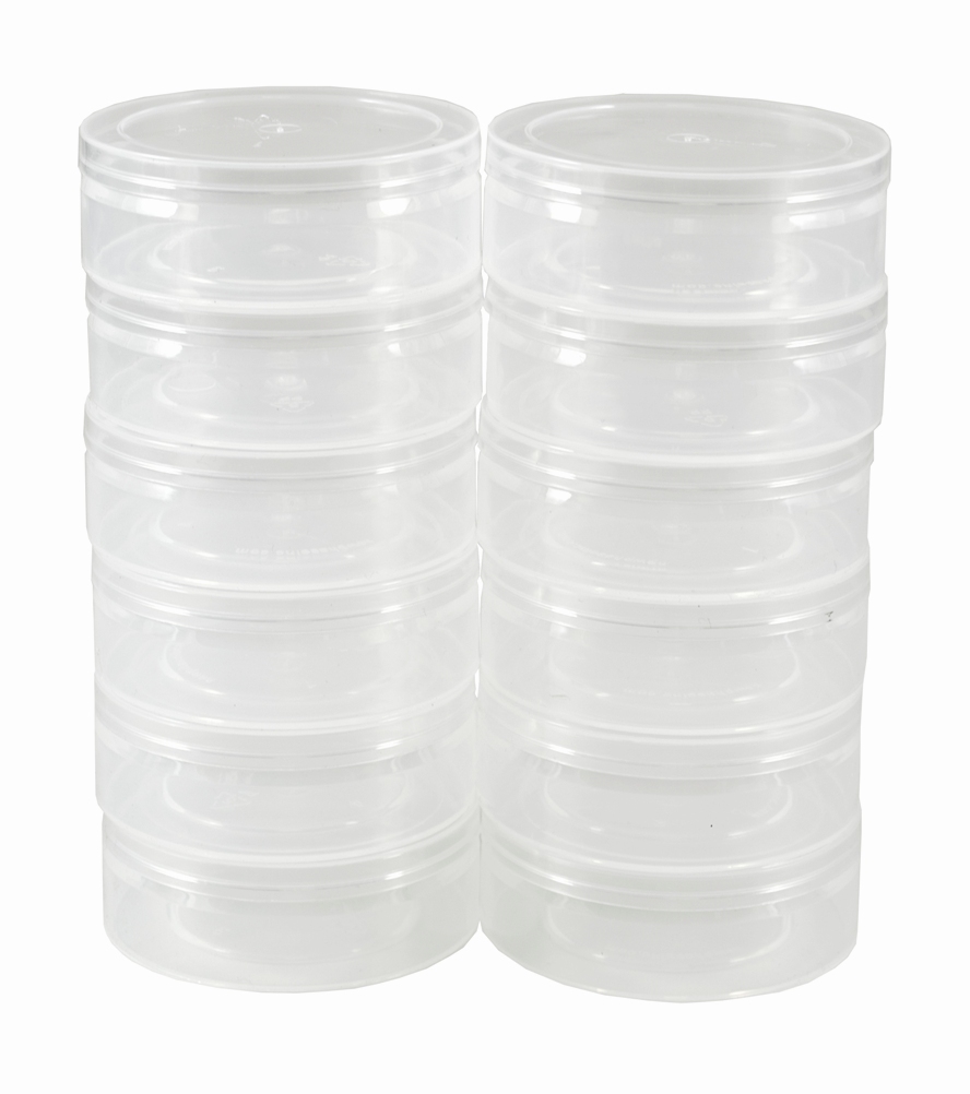Pack of 12 - Clear, Round Plastic Cup Containers with Attached Lids ...