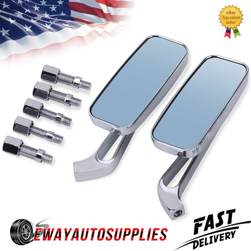 8MM/10MM Chrome Motorcycle Rectangle Rear View Mirrors For Honda Suzuki ...