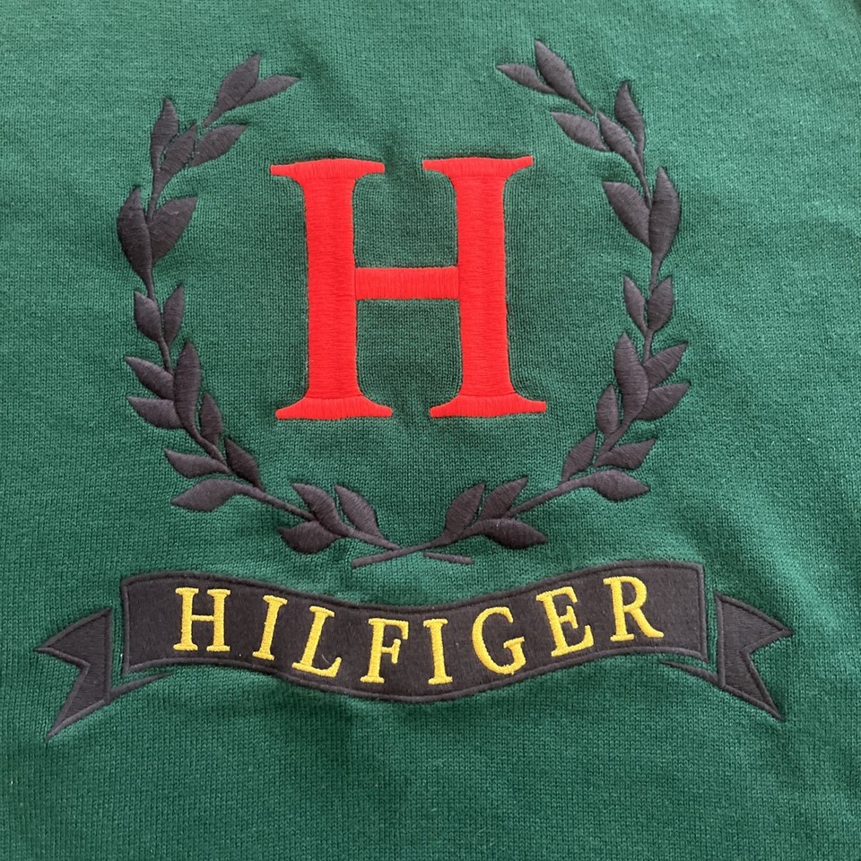 Vintage Tommy Hilfiger Forest Green Logo Crewneck Sweater Women’s Size Medium | eBay