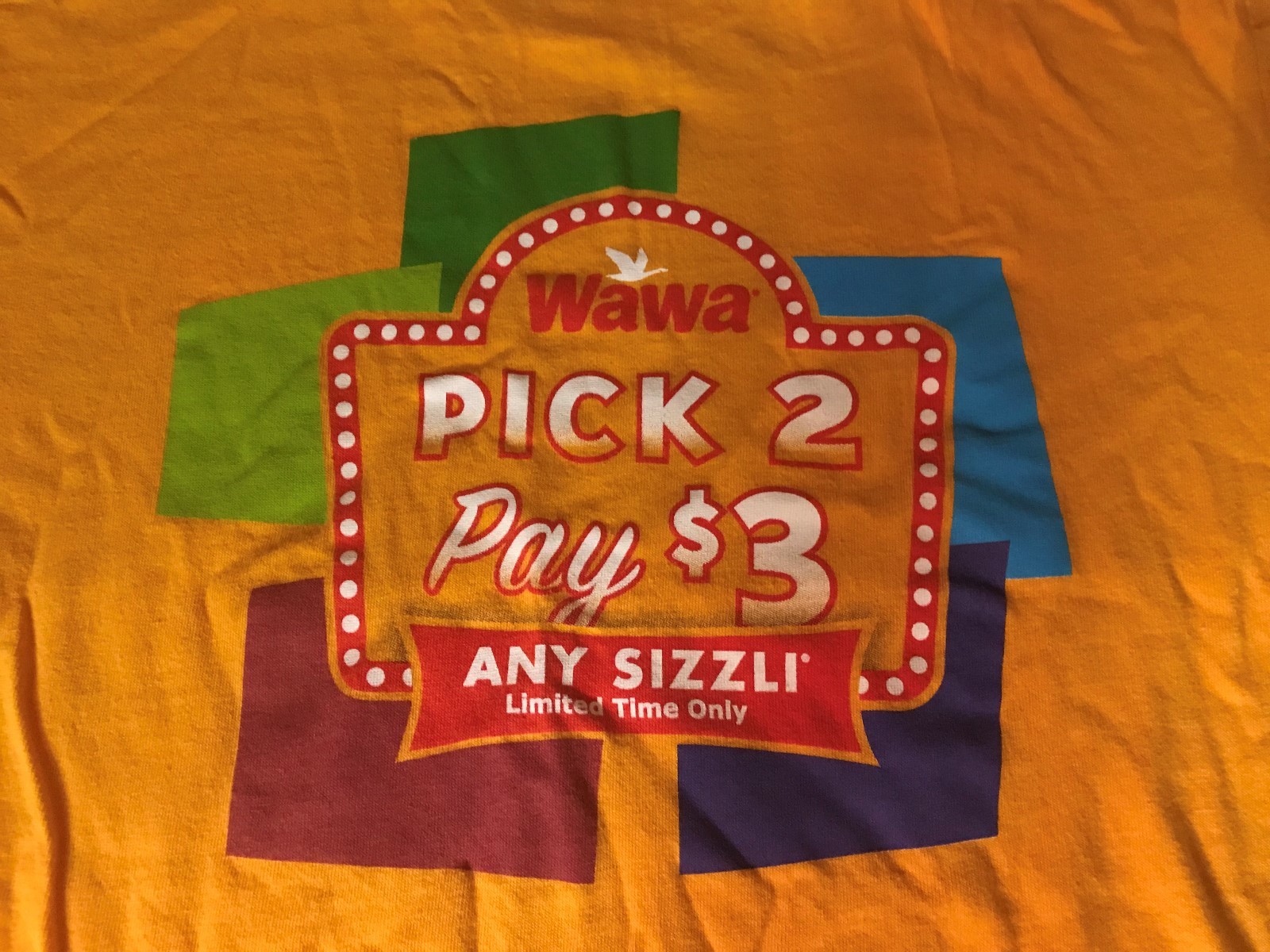 Vintage WAWA SIZZLI BREAKFAST SANDWICH DOUBLE SIDED Shirt Medium M PICK ...