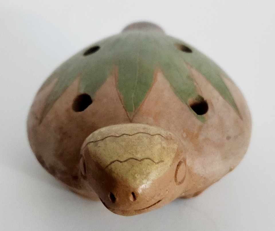 Aztec Style Ocarina Flute Art Pottery Turtle Mayan Whistle | eBay