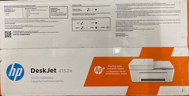 HP DeskJet 4152E All-in-One Wireless Color Inkjet Printer for sale ...