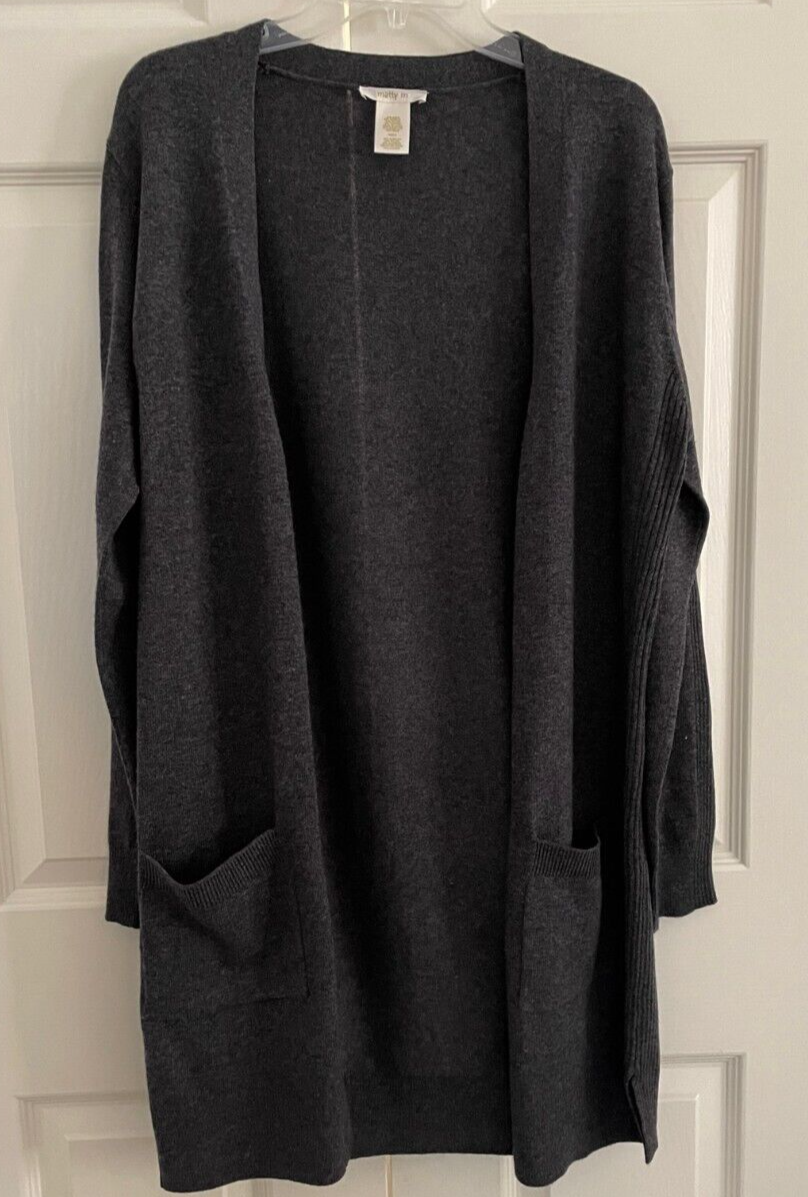 NWOT Matty M Women's Gray Duster Open Front Cardigan Sweater w/ pockets ...