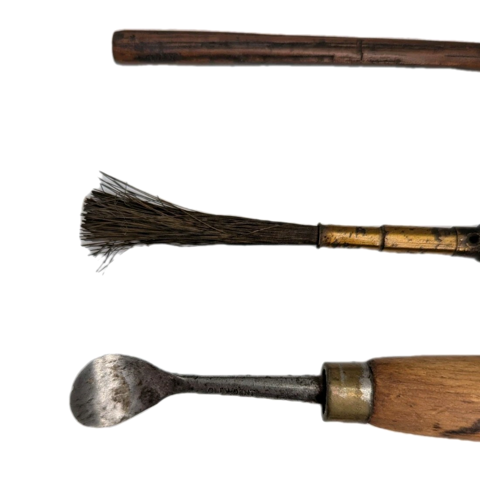 Vintage Wooden Handle Nice Hand Tool Lot: Folding Ruler, Hammer, Wire ...