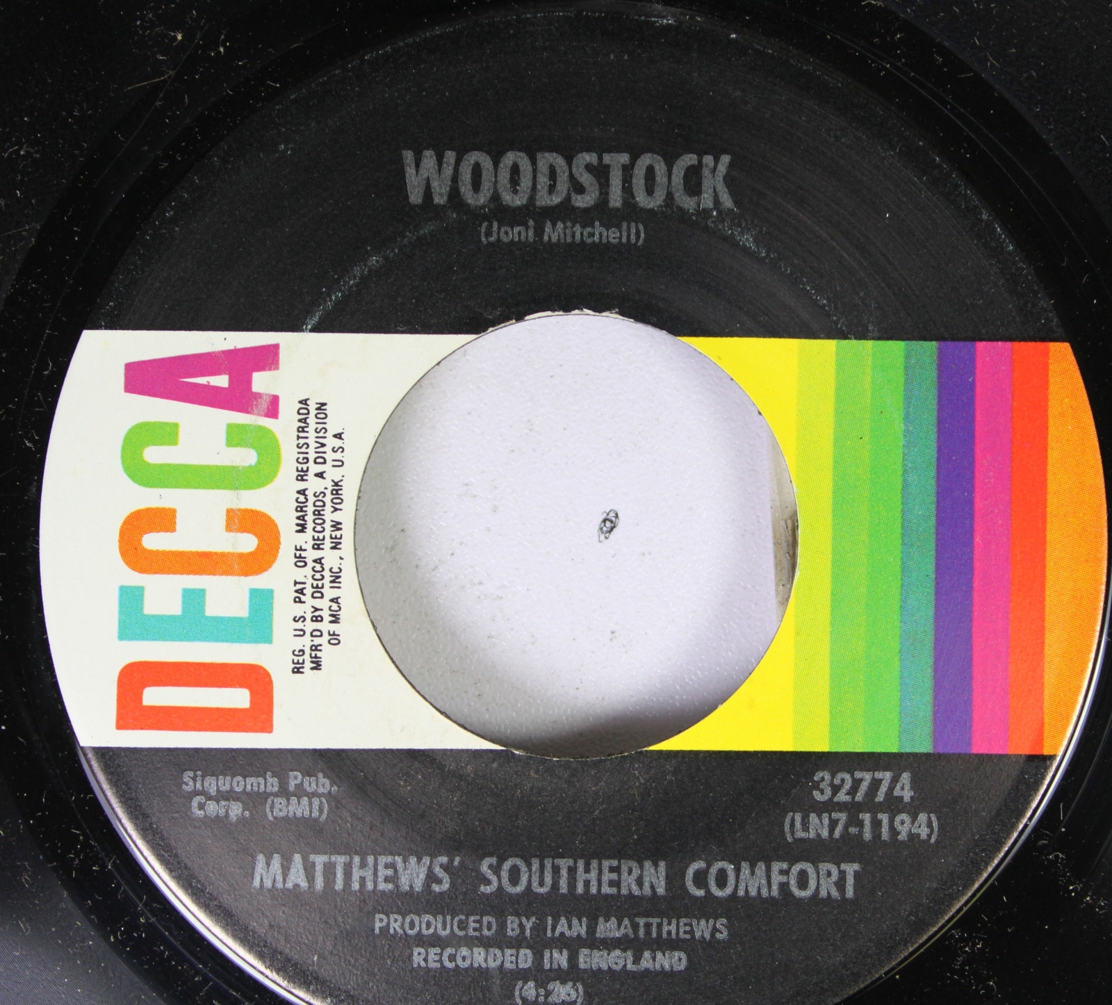 Rock 45 Matthew'S Southern Comfort - Woodstock / Ballad Of Obray Ramsey ...