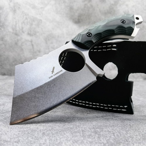 Fixed Blade Cleaver Knife Outdoor Hunting G10 Handle with Sheath Multi ...