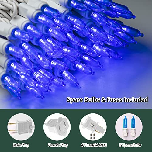 100 Mini LED Count Blue -String Lights - 21.6FT 100 Mini LED White Wire ...