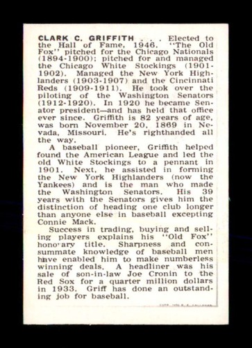 1950 Callahan HOF #35 Clark Griffith NM+ X2738436 | eBay