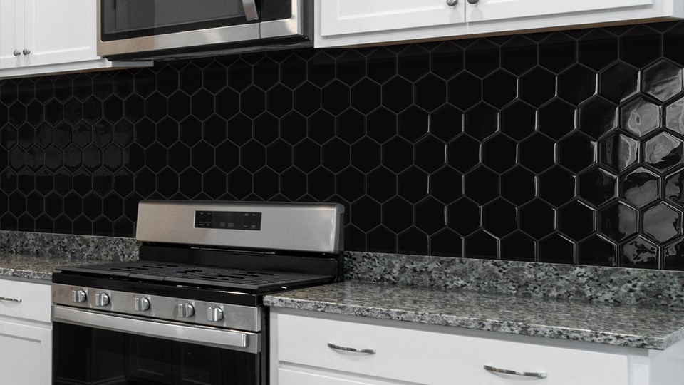 Peel Stick Backsplash Tiles Blue Long Hexagon 10 Sheets 30.5x30.5cm 59% ...