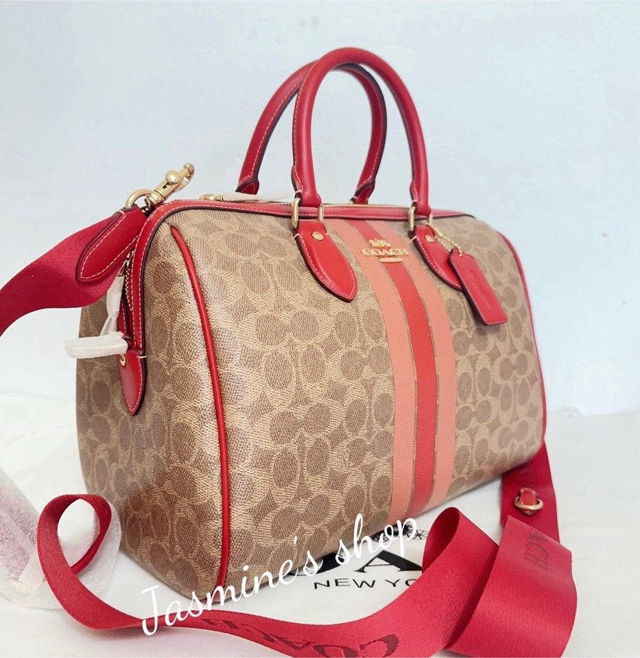 NWT Coach Rowan Large Satchel Bag In Signature Canvas With Stripe CAL83 ...
