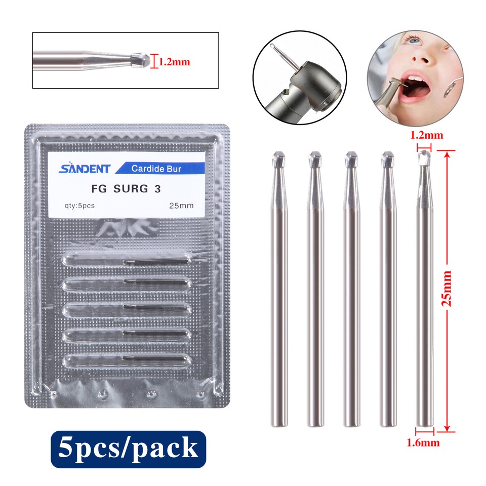 Dental Surgical Length Bur Round Long 4 557 330 25mm Carbide For High ...