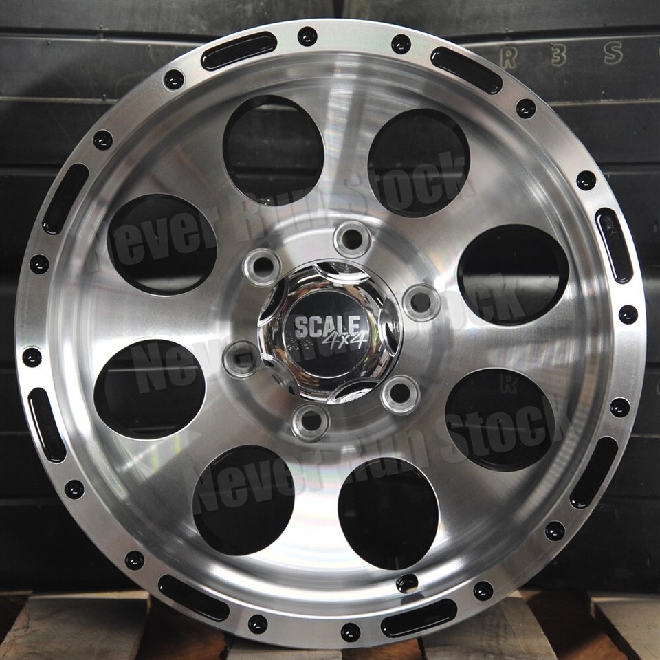 SCALE 4x4 S52 16x8 6x5.5 6x139.7 0 OFFSET MACHINE W/ BLACK 8 HOLE TRUCK ...