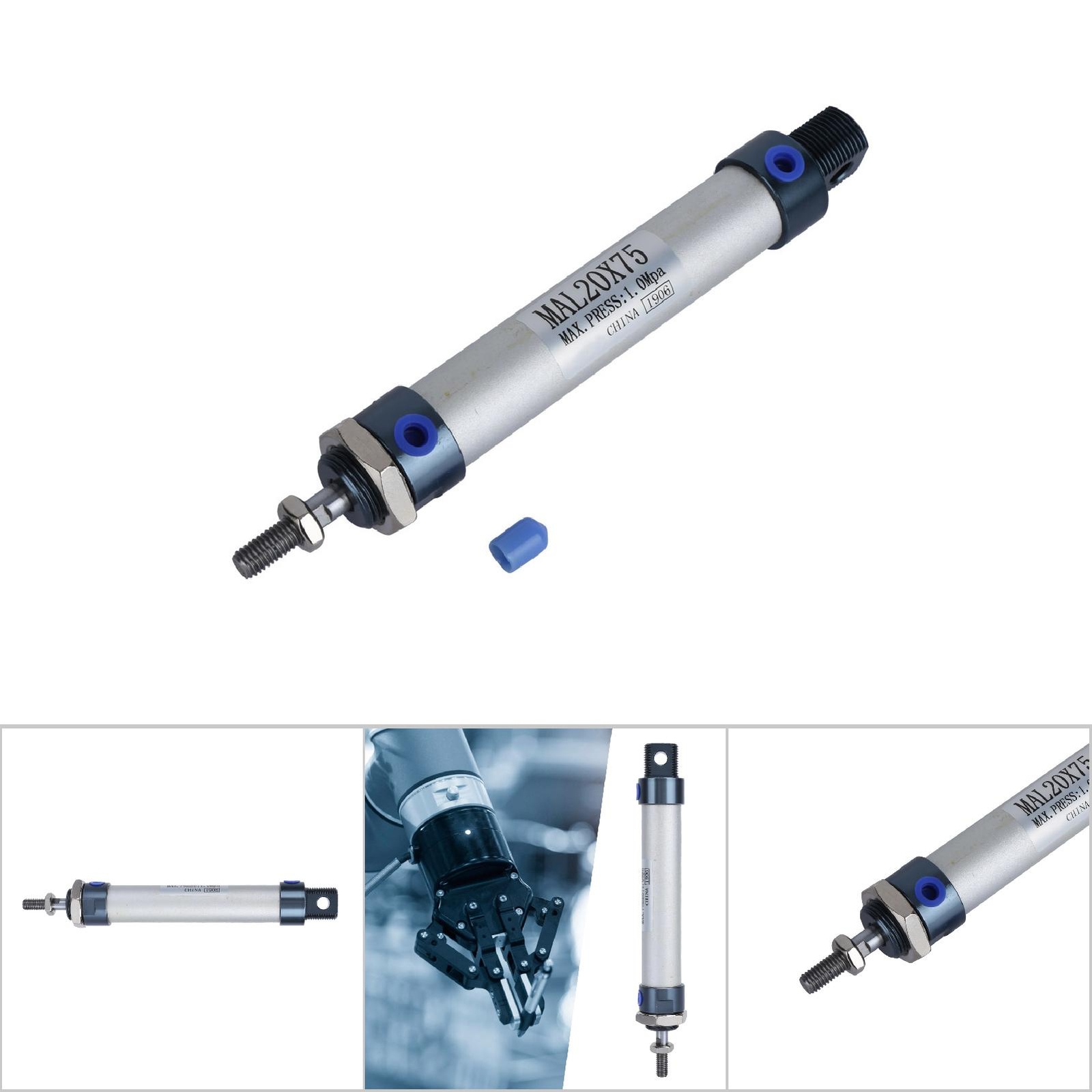 MAL 20mm Single Rod Double Acting Mini Pneumatic Air Cylinder Aluminum ...