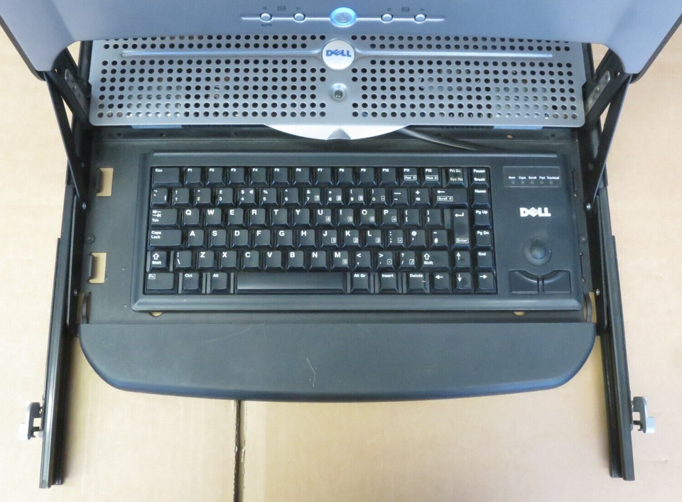 Dell 15FP 1U Rack Mount TFT KB Trackball With Rack Rails + Keyboard ...