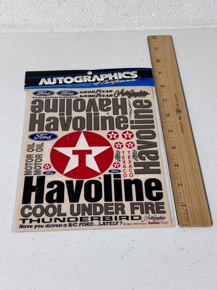 RC Autographics 620 Vintage Havoline Texaco Sticker Decal Sheet NEW NOS ...