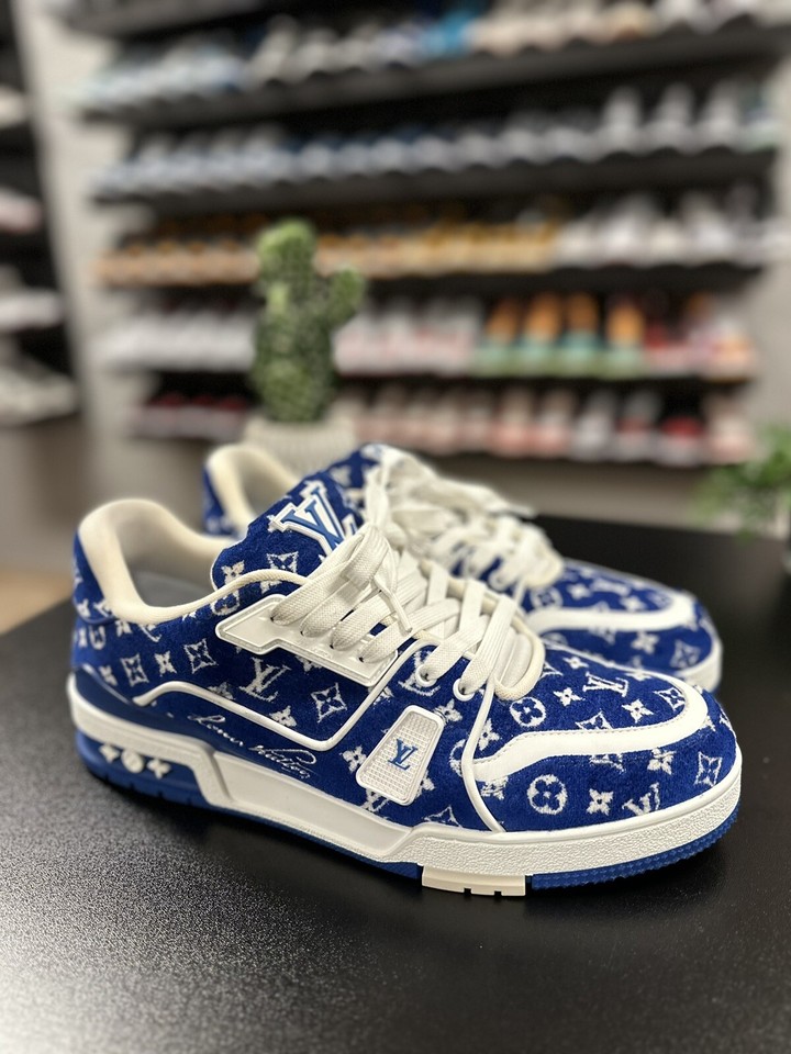 Size 9LV/10US - Louis Vuitton LV Trainer Blue 2023 $1260 Retail 100% Authentic | eBay
