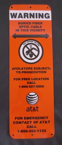 Vintage AT&T Aluminum Buried Fiber Optic Cable Location Warning Sign | eBay