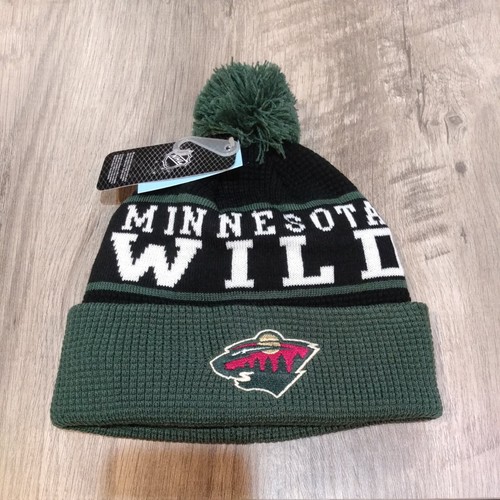 NHL MINNESOTA WILD Knit Cuffed Beanie Pom Hat Youth Boys Acrylic for ...